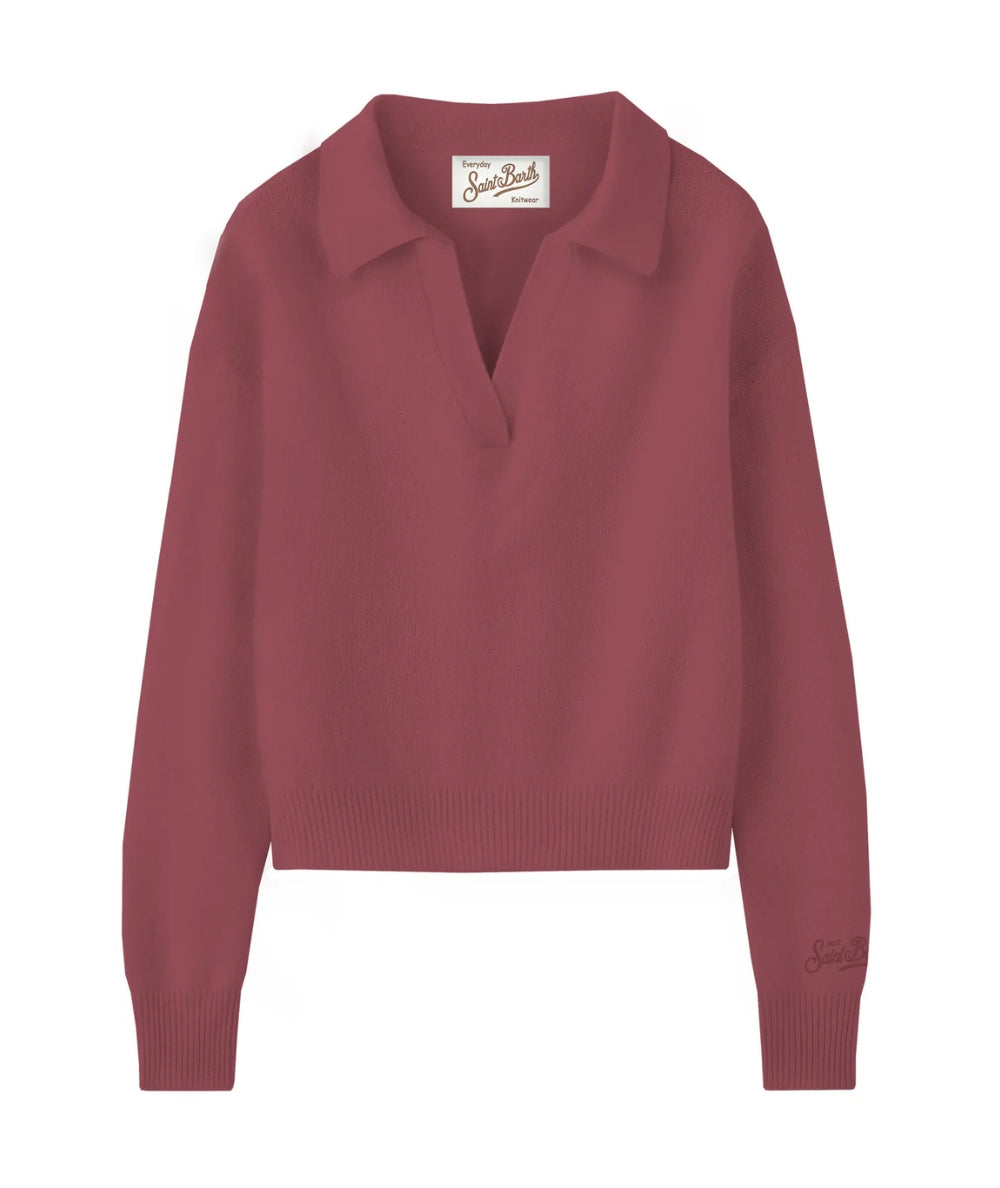 MC2 Saint Barth Maglione con Collo a Polo EZE WOOL Bordeaux – Caneva '937