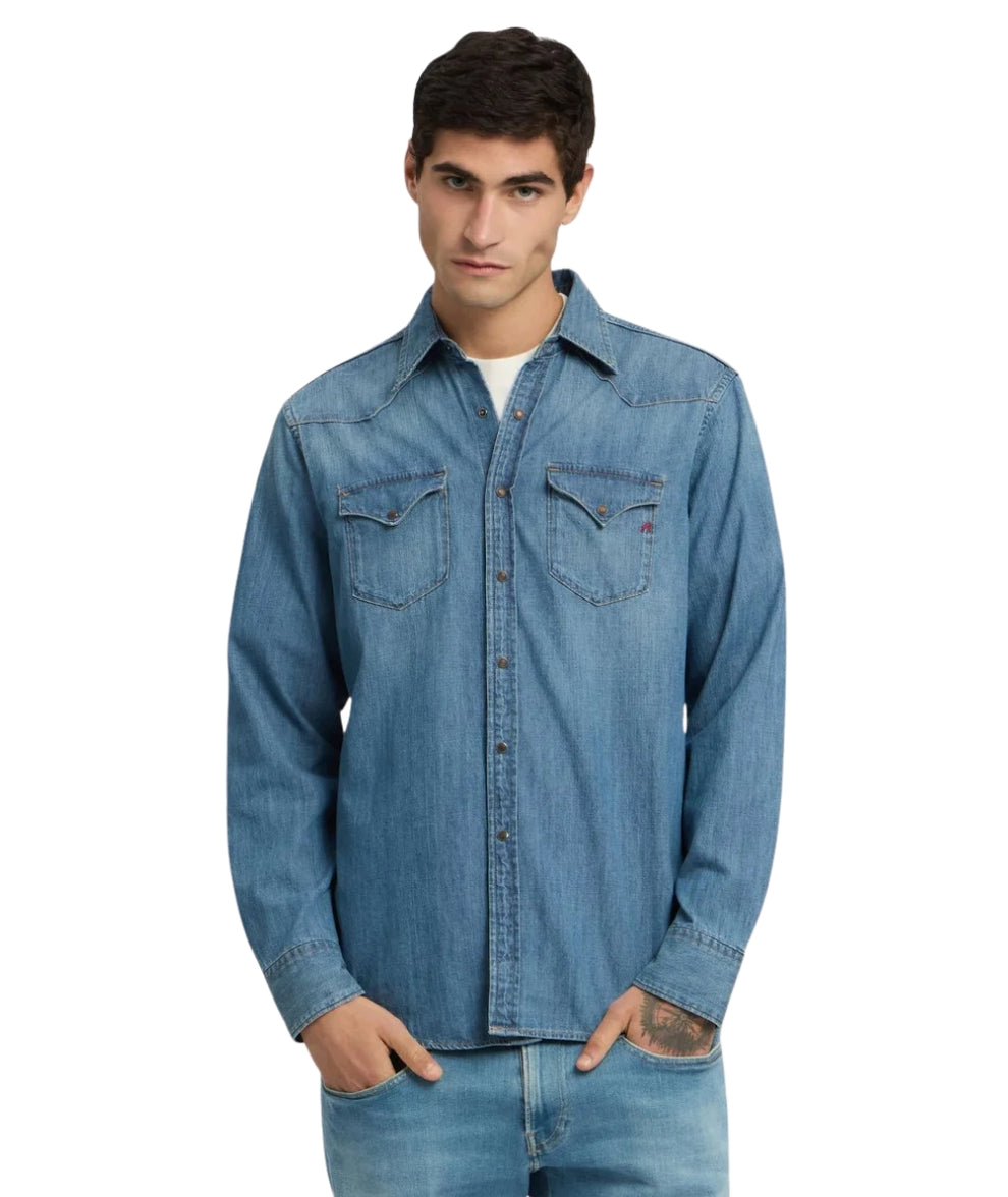 Replay Camicia in Denim M4023T.000.26C94A Denim Medio – Caneva '937